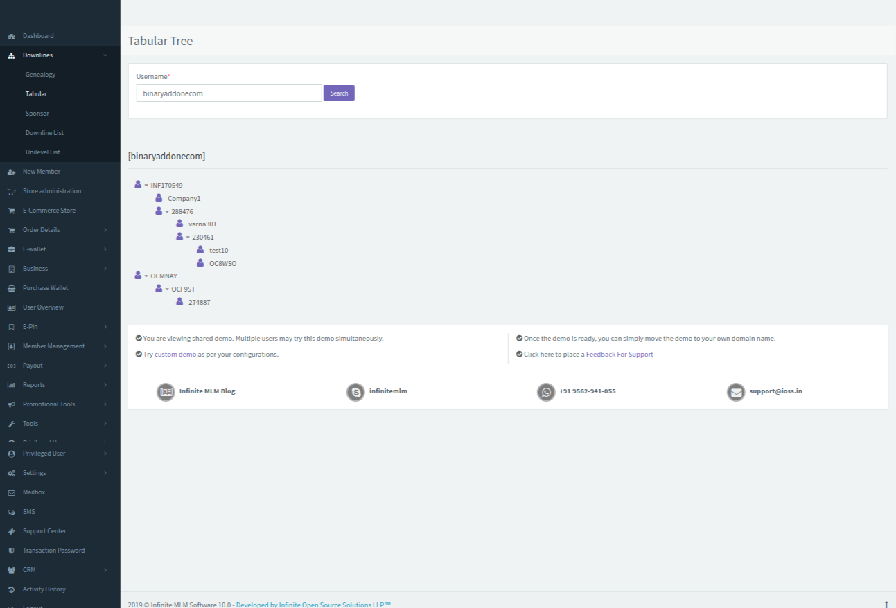 Tabular Tree – Infinite MLM Software help